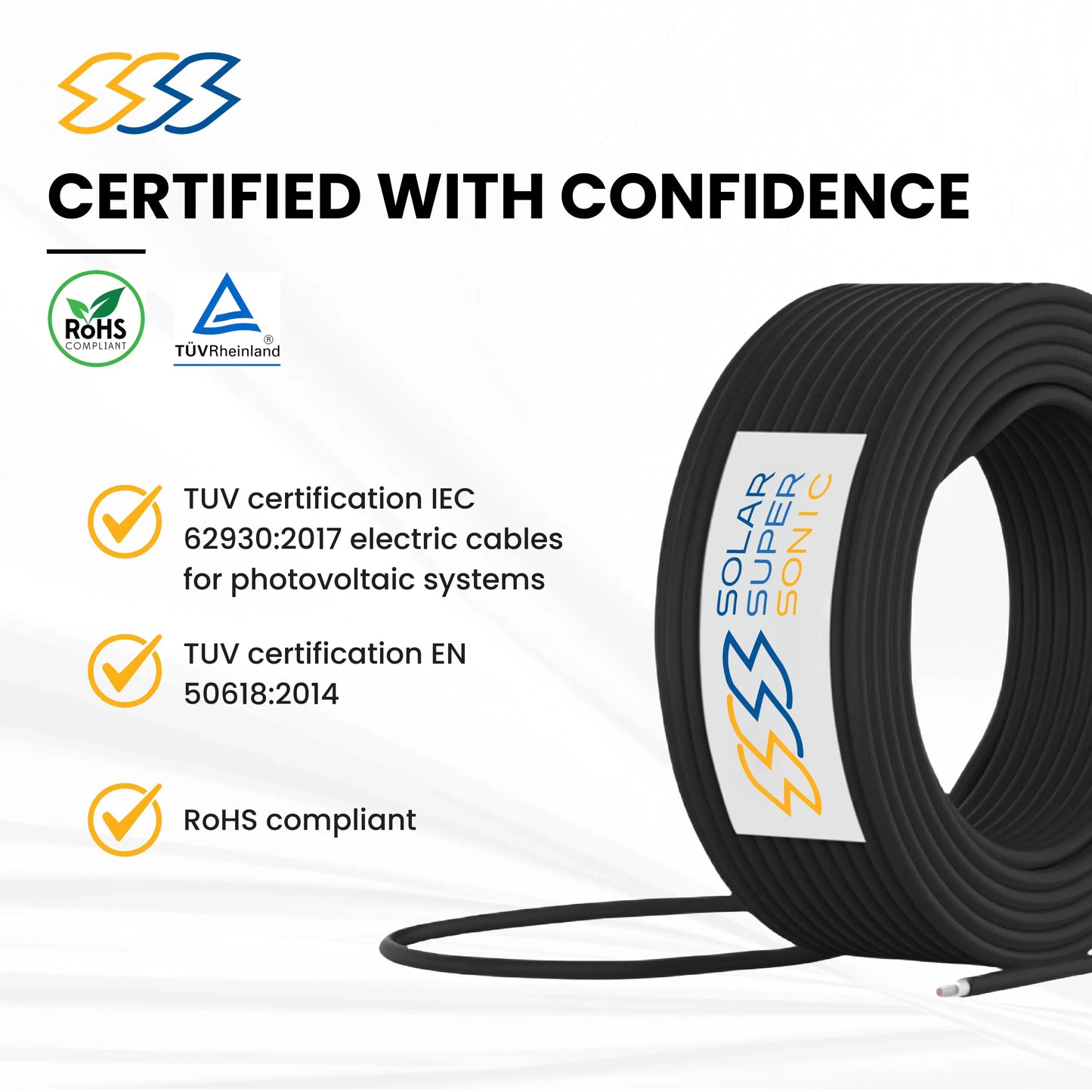 SSS Premium Solar Cable - TUV Certified UV Resistant PV Wire – Solar ...